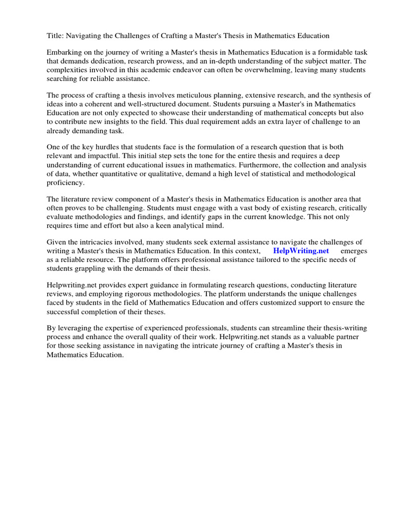 Math Ed Thesis Writing Guide | PDF | Thesis | Mathematics