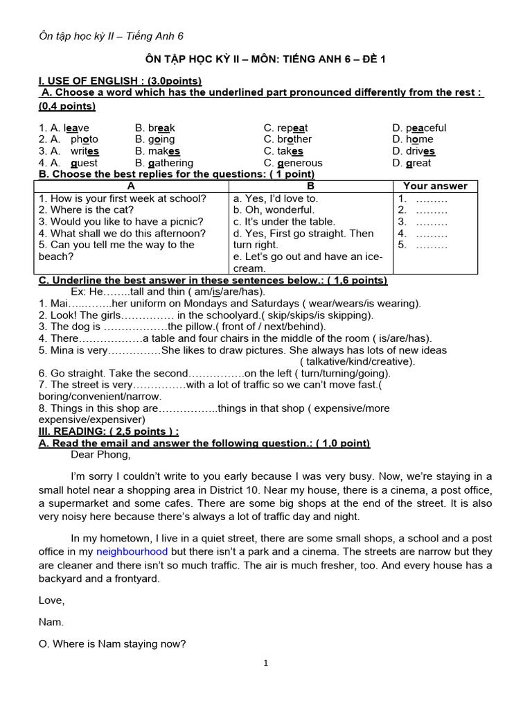 English 6 Semester 2 Review Exam | PDF | Lake District | Ellipsis