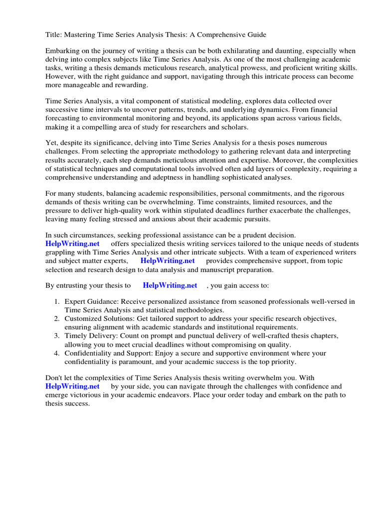 Time Series Analysis Thesis Guide | PDF | Time Series | Forecasting