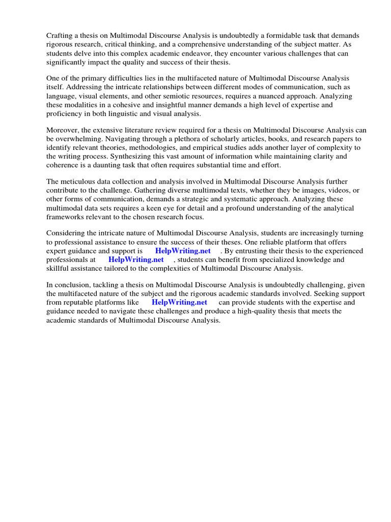 Thesis On Multimodal Discourse Analysis | PDF | Discourse | Linguistics