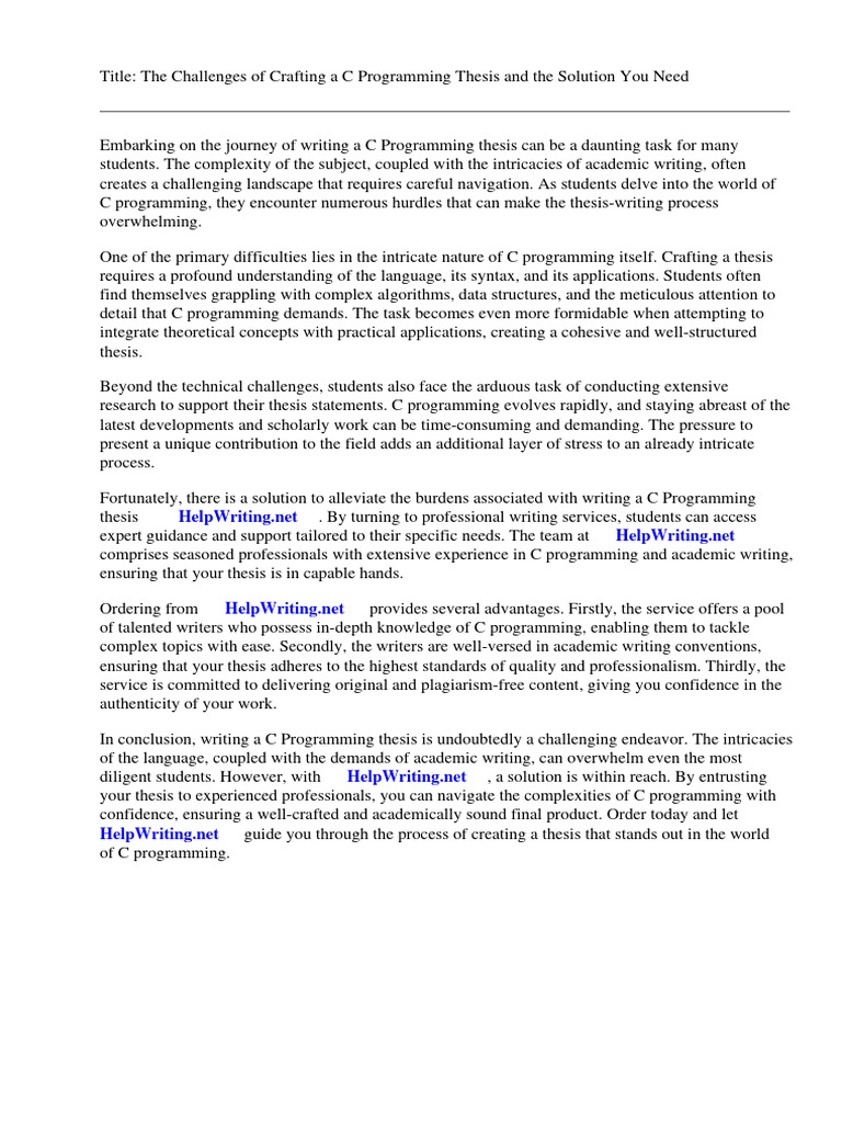 C Programming Thesis Pdf Variable Computer Science C Programming Language
