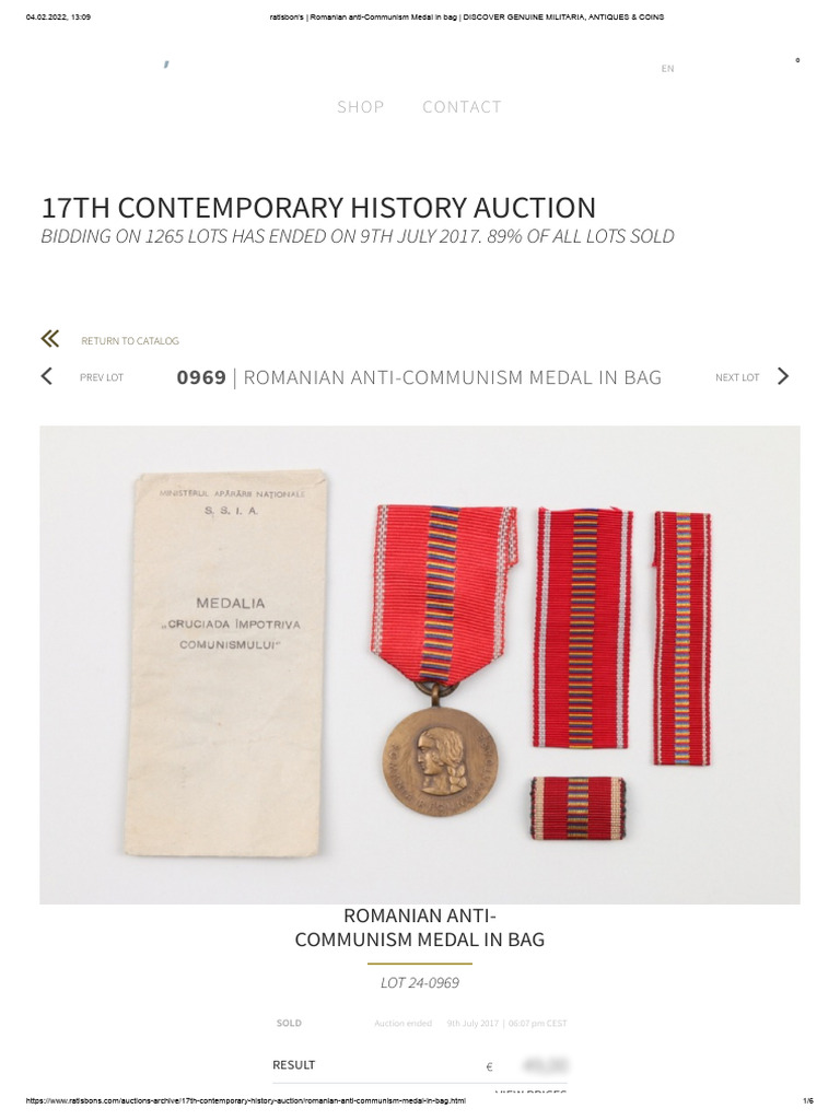 Ratisbon's - Romanian Anti-Communism Medal in Bag - DISCOVER GENUINE ...