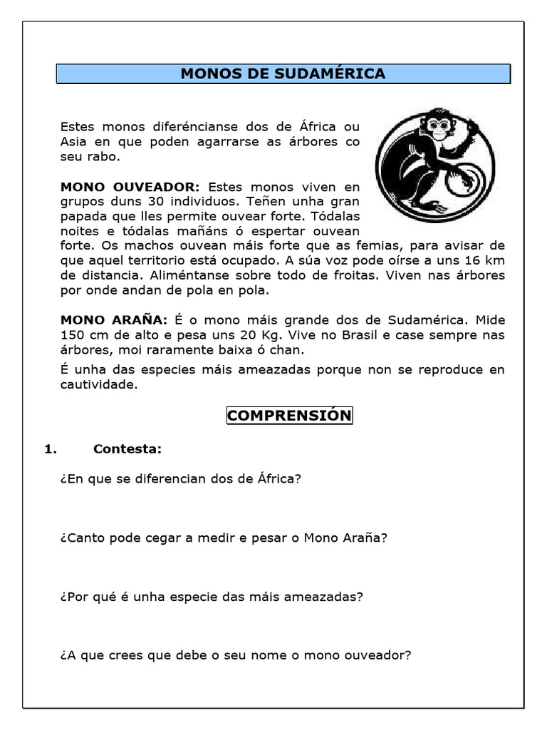 03 MONOS DE SUDAMÉRICA | PDF