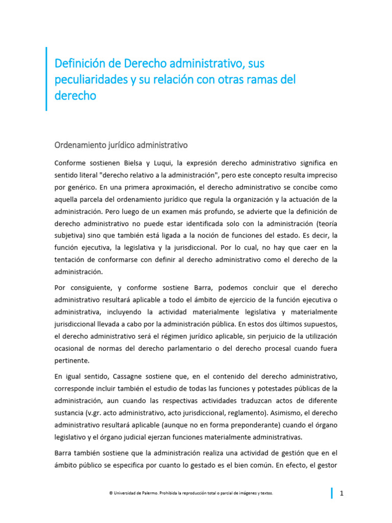 Apunte de La Profesora - Definición de Derecho Administrativo, Sus ...