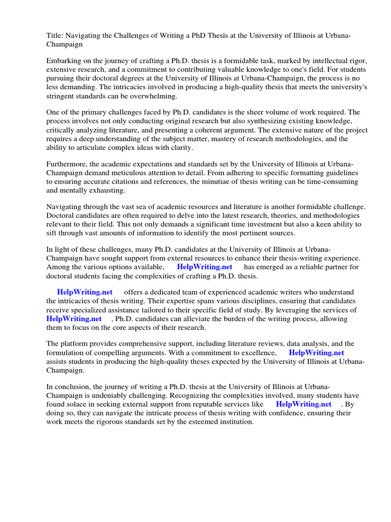 PHD Thesis University of Illinois at Urbana-Champaign | PDF | Thesis ...