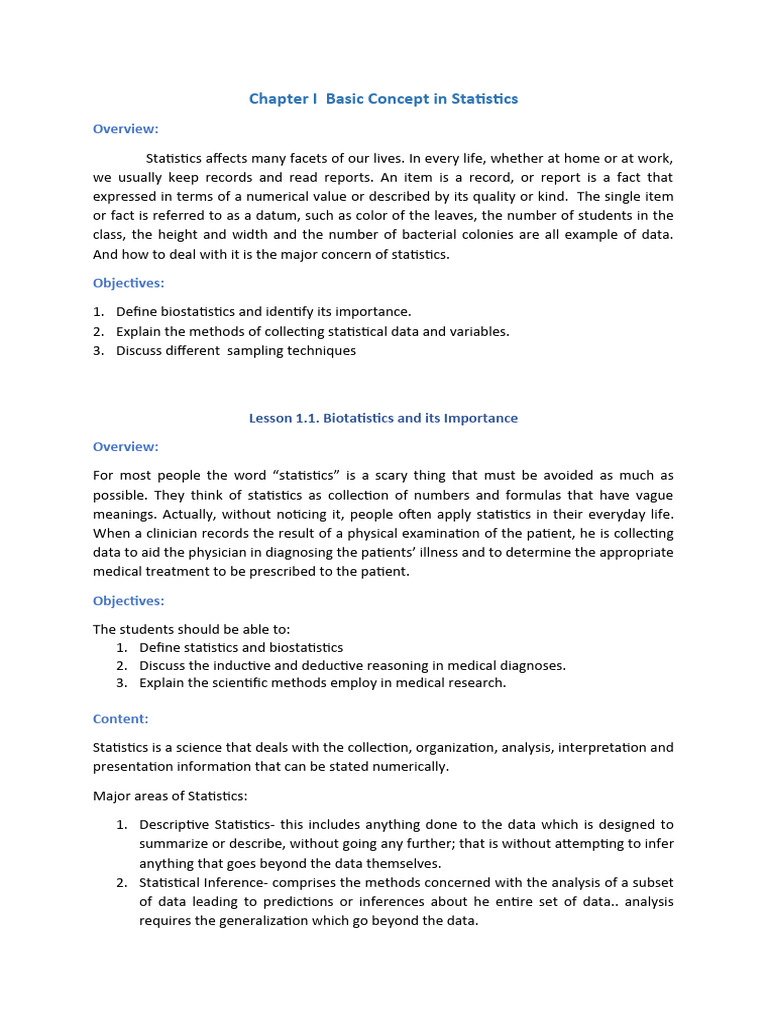Statistical Biology Module Pdf Sampling Statistics Statistics