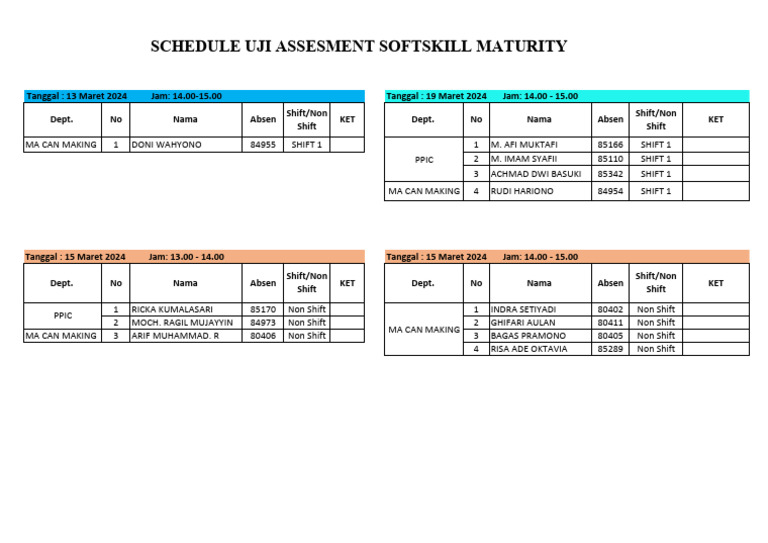 SCHEDULE UJI MATURITY As of MARET 2024 | PDF