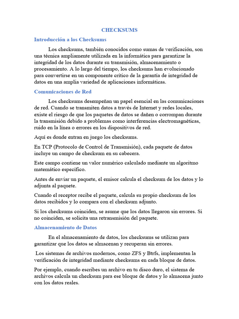 CHECKSUMS | PDF | Archivo de computadora | Protocolo de Control de Transmisión