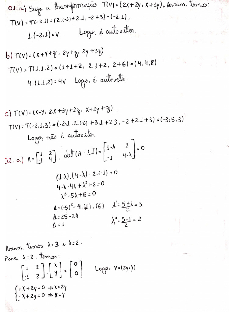 Lista 4 - Álgebra Linear | PDF