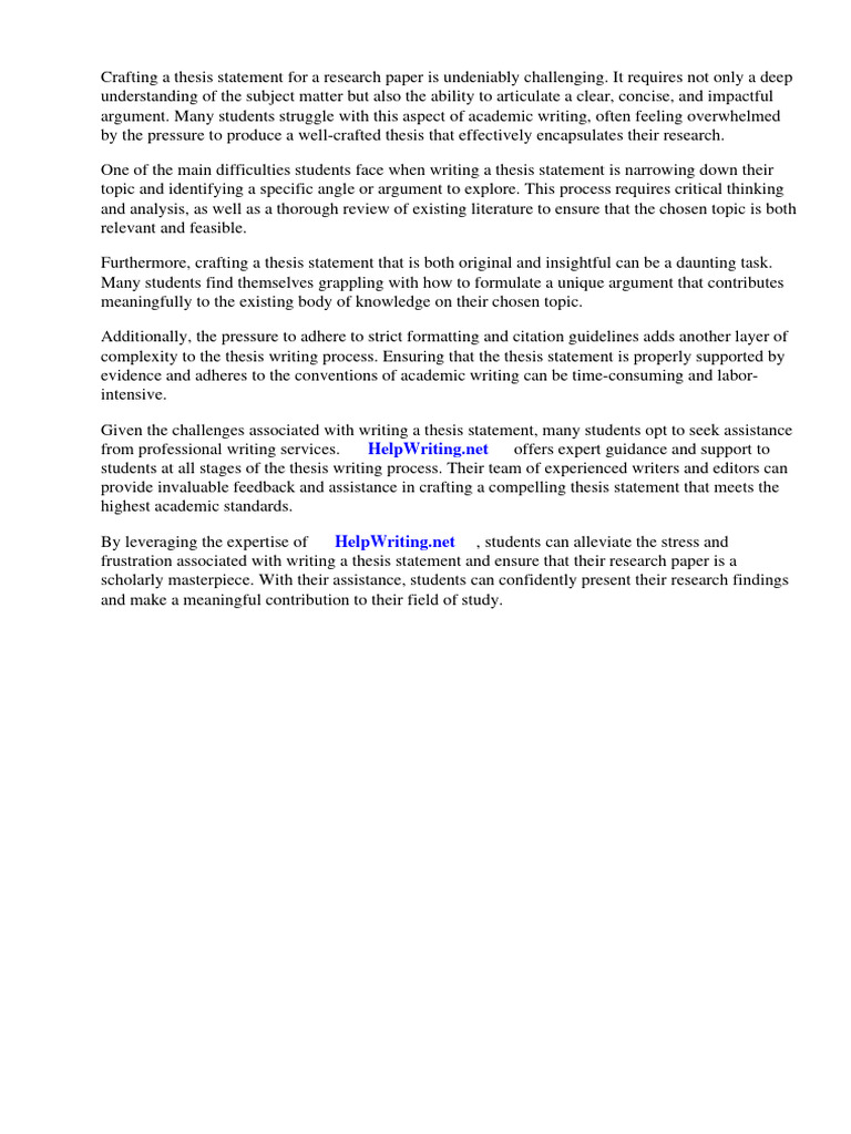 Teaching Thesis Statements For Research Papers | PDF | Essays | Thesis