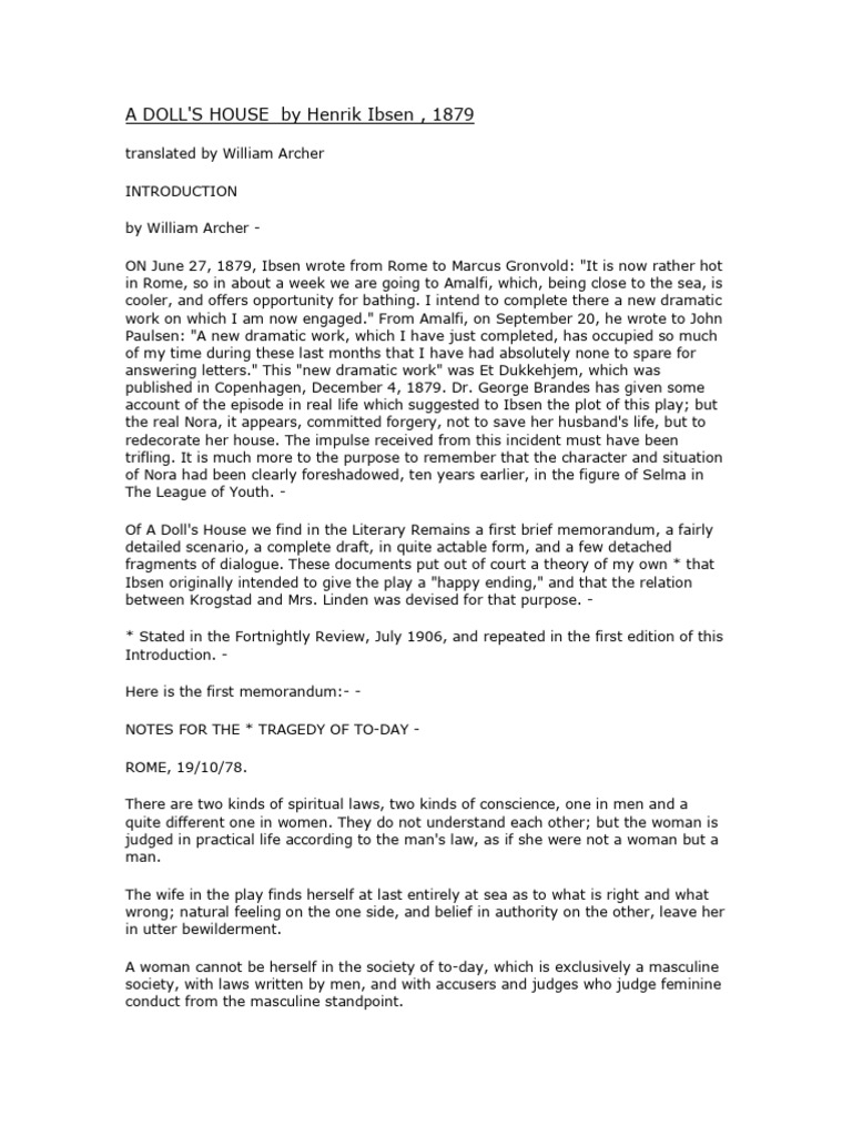 A Doll's House by H. Ibsen | PDF | A Doll's House