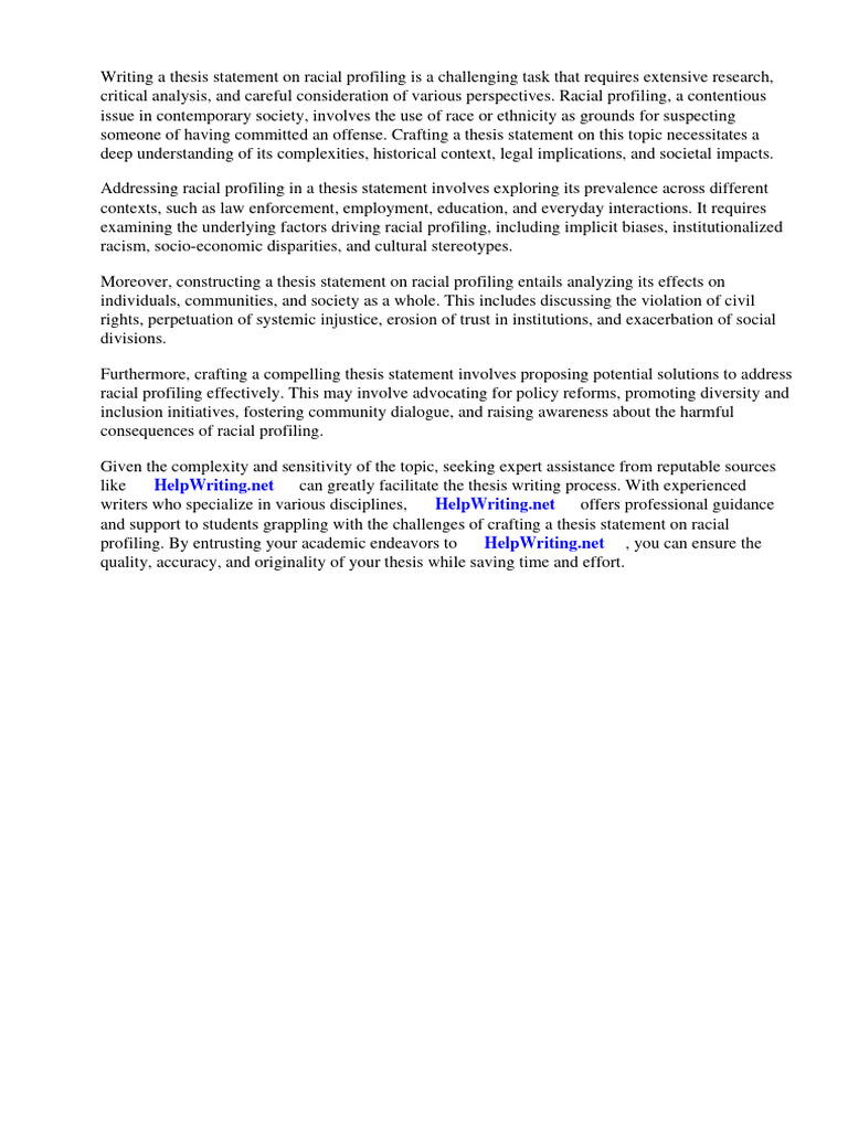 Thesis Statement Racial Profiling | PDF | Racial Profiling | Race ...