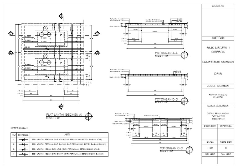 Detail Penulangan Plat Lantai Segmen A | PDF