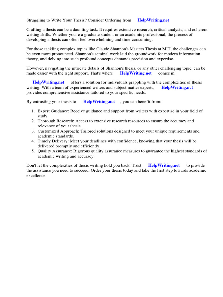 Claude Shannon Masters Thesis Mit | PDF
