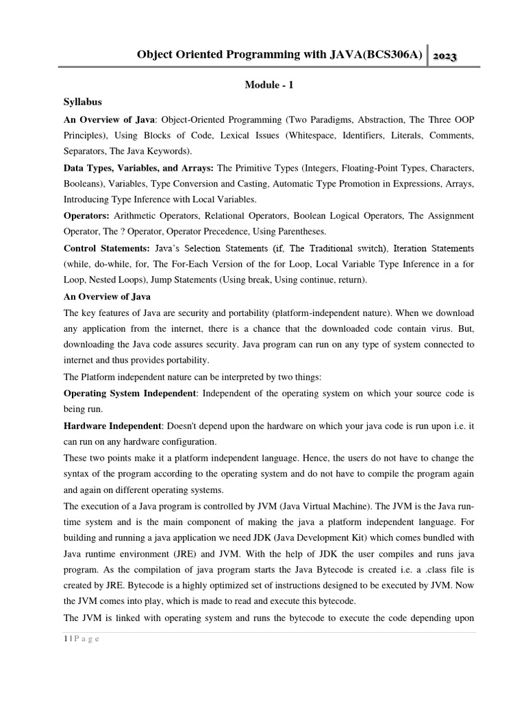 Module 1 Pdf Class Computer Programming Inheritance Object Oriented Programming 2245