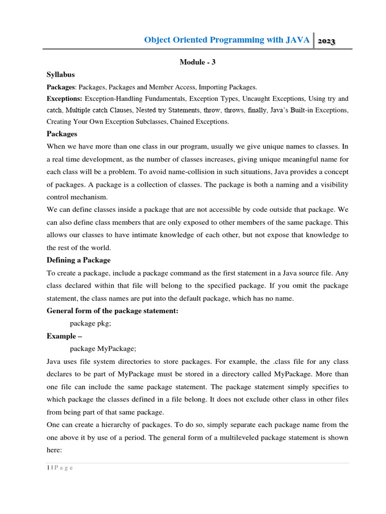 Module - 4 | Download Free PDF | Method (Computer Programming) | Class (Computer Programming)