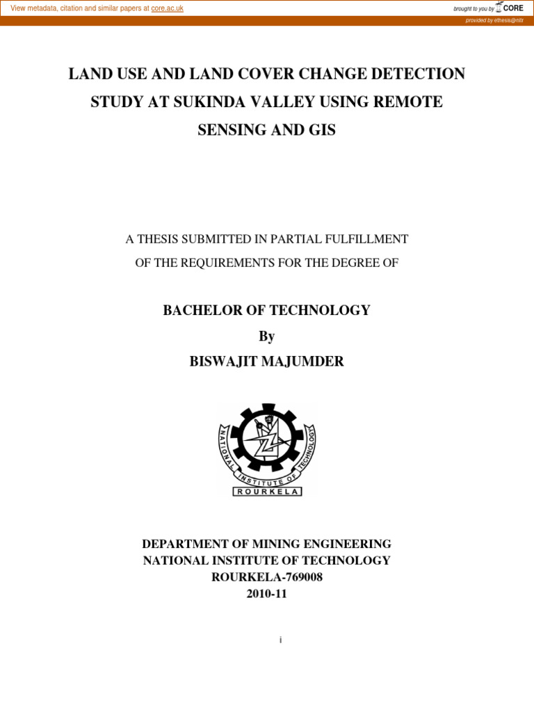 Land Use Change in Sukinda Valley | PDF | Geographic Information System ...
