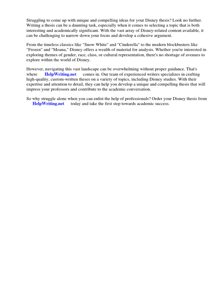 Disney Thesis Ideas | PDF | The Walt Disney Company | Disneyland
