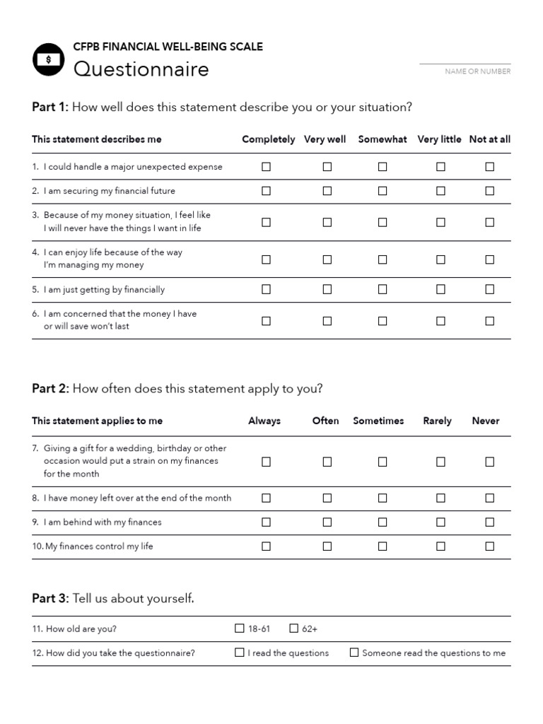 BCFP - Fin Well Being - Full Scorecard | PDF