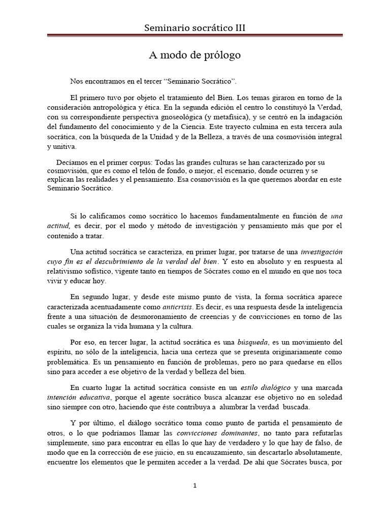 Seminario socrático III completo al 14 de febrero | PDF | Verdad ...