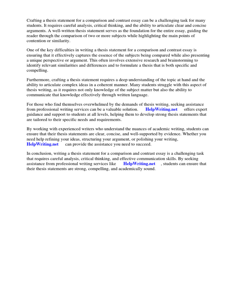 Comparison and Contrast Essay Thesis Statement Examples | PDF | Essays | Knowledge