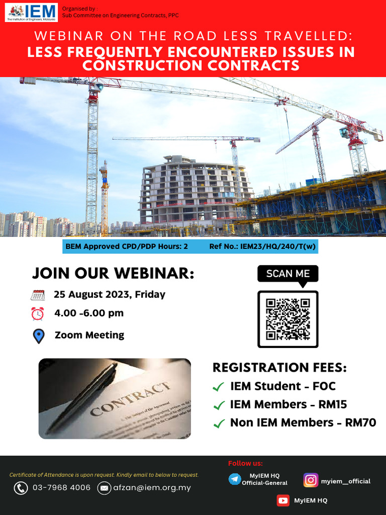 Webinar On The Road Less Travelled:: Less Frequently Encountered Issues in Construction ...