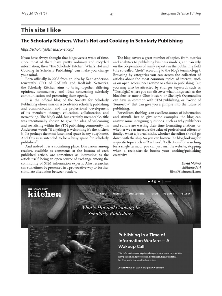 The Scholarly Kitchen | PDF | Academic Publishing | Human Communication