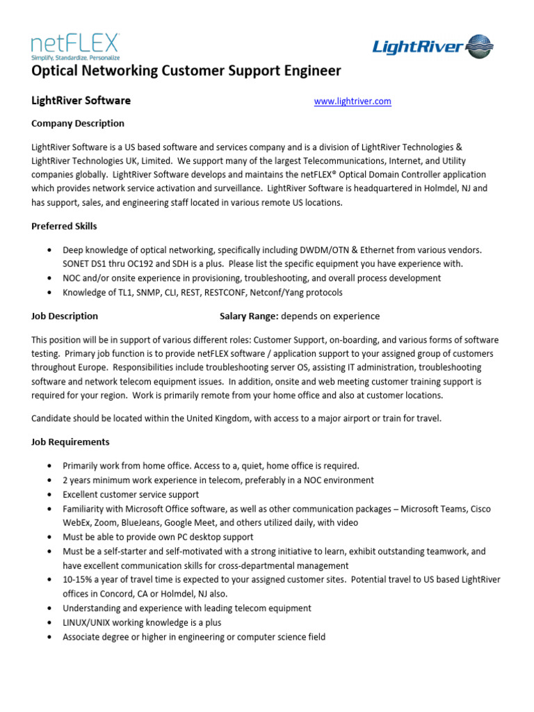 Job - Optical Networking Support Engineer-9 | PDF | Computer Network ...