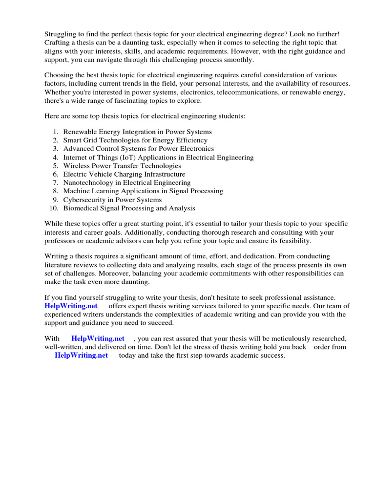 Best Thesis Topics For Electrical Engineering | PDF | Electrical ...
