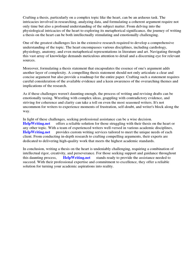 Heart Thesis Statement | PDF | Thesis | Essays