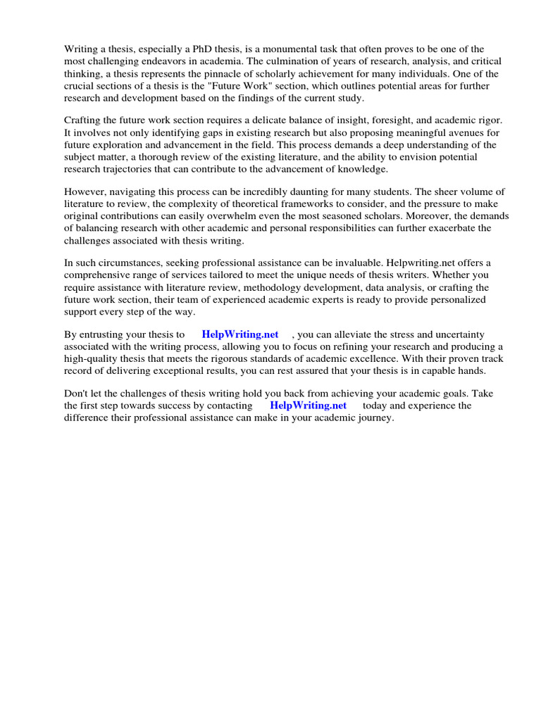 PHD Thesis Future Work | PDF | Thesis | Doctor Of Philosophy