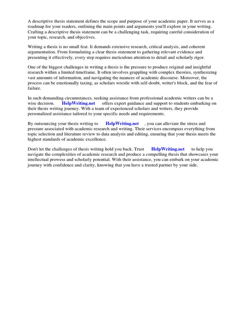 Descriptive Thesis Statement Definition | PDF | Essays | Thesis