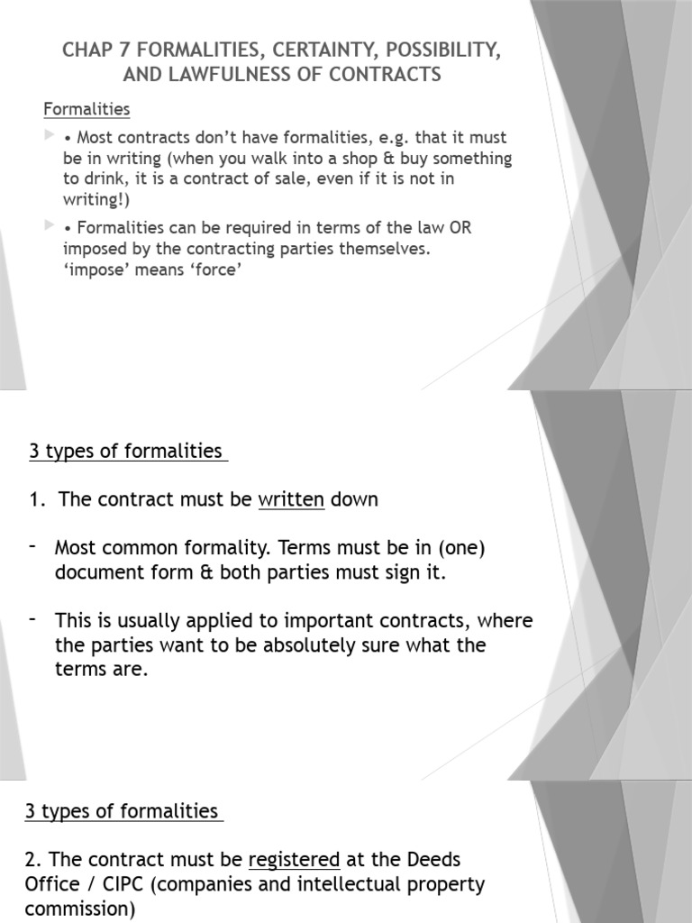 Contract Formalities and Certainty Explained | PDF | Restraint Of Trade ...