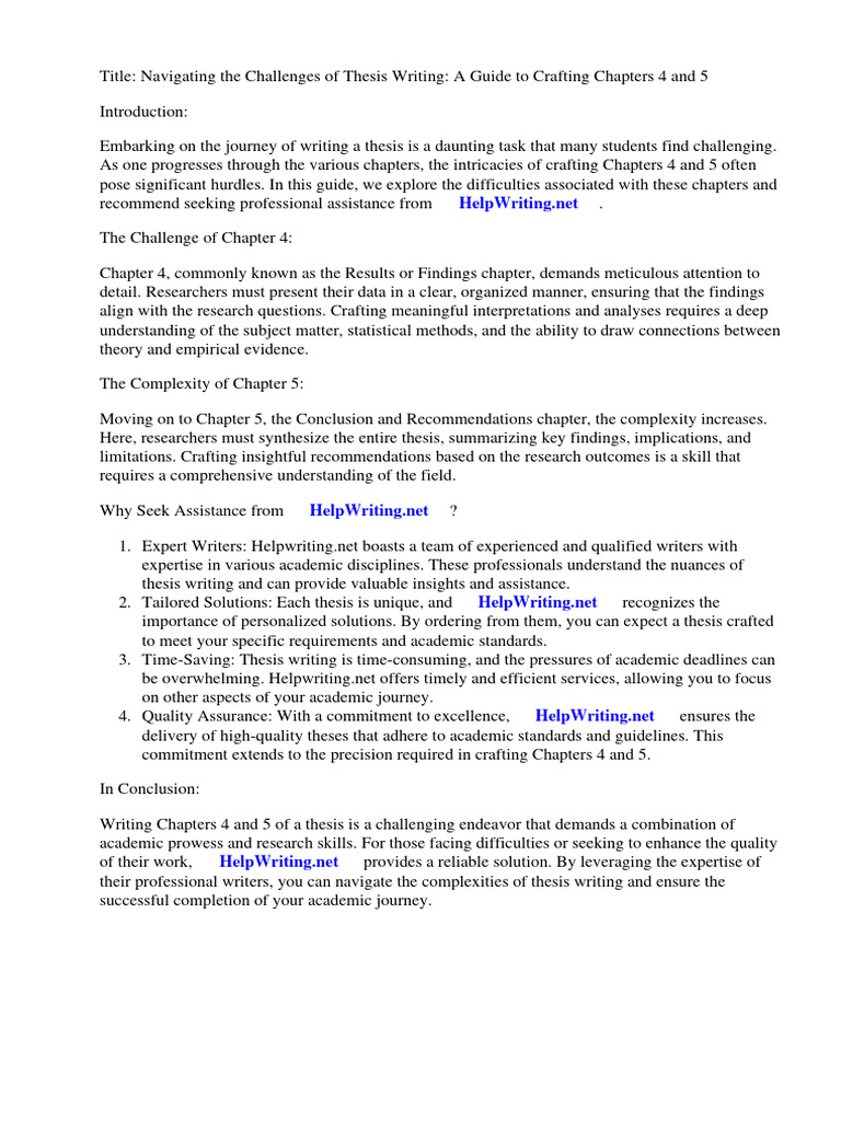 Thesis Writing: Mastering Chapters 4 & 5 | PDF | Thesis