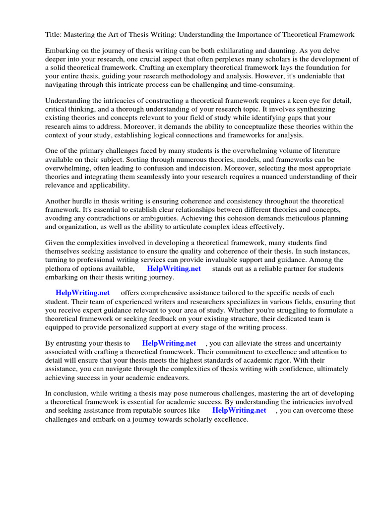 Example Of Theoretical Framework In Thesis Writing Pdf Theory Conceptual Model