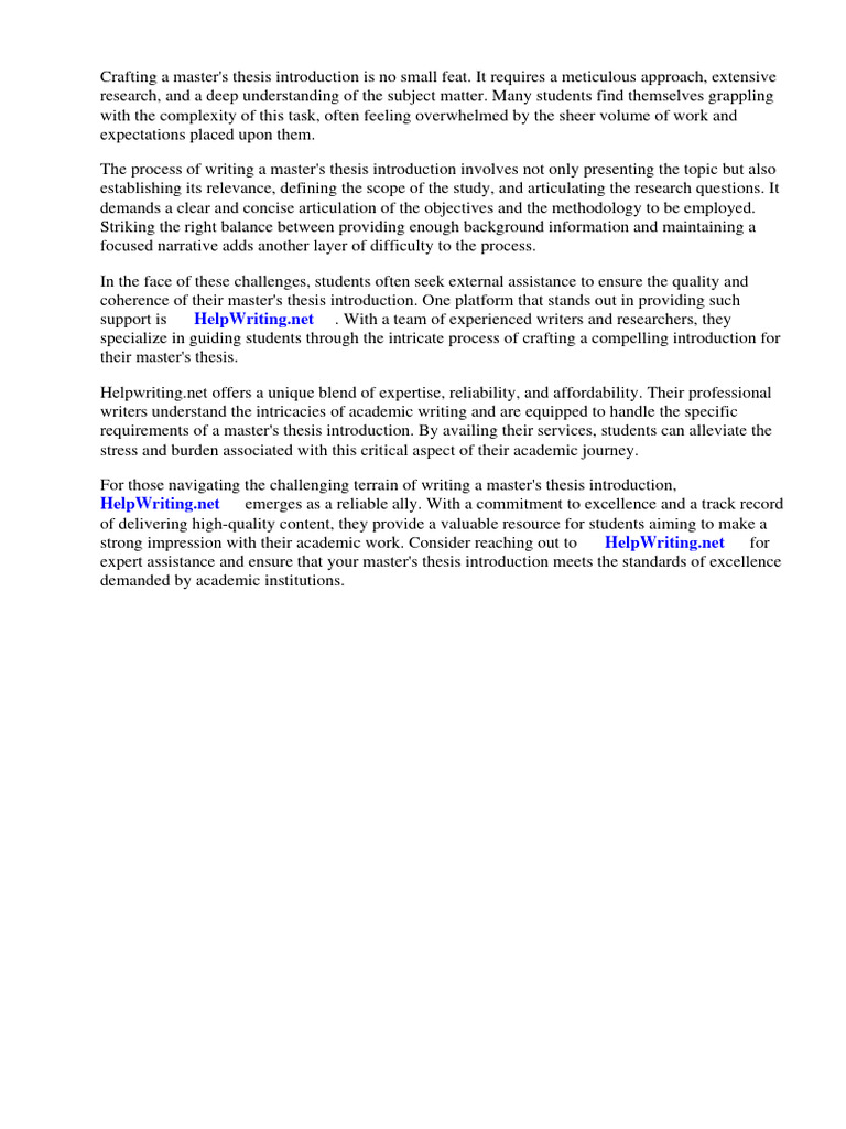 Example Master Thesis Introduction | Download Free PDF | Thesis