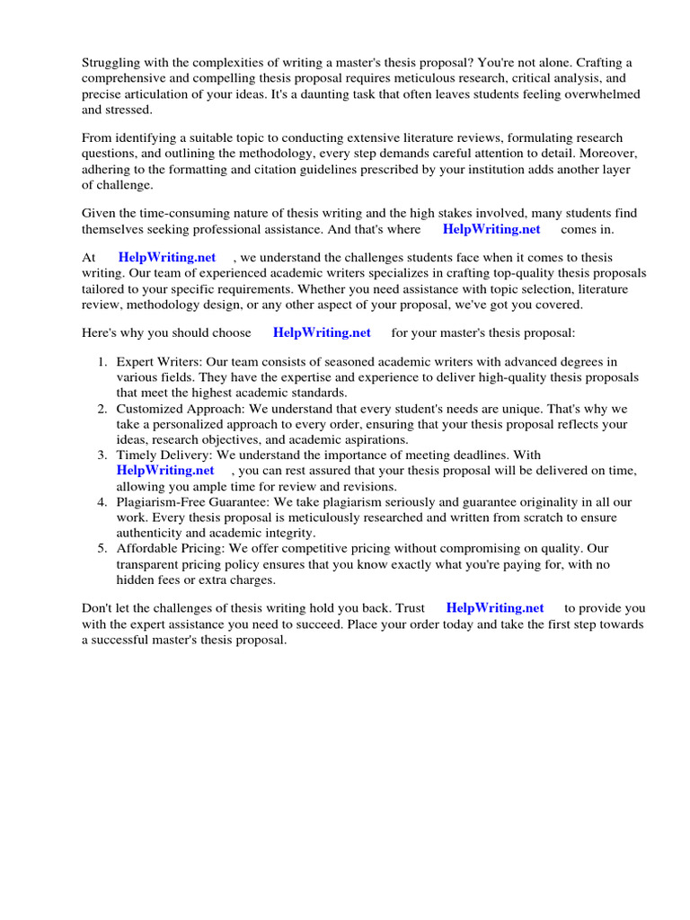 Masters Thesis Proposal Sample | PDF | Thesis | Methodology