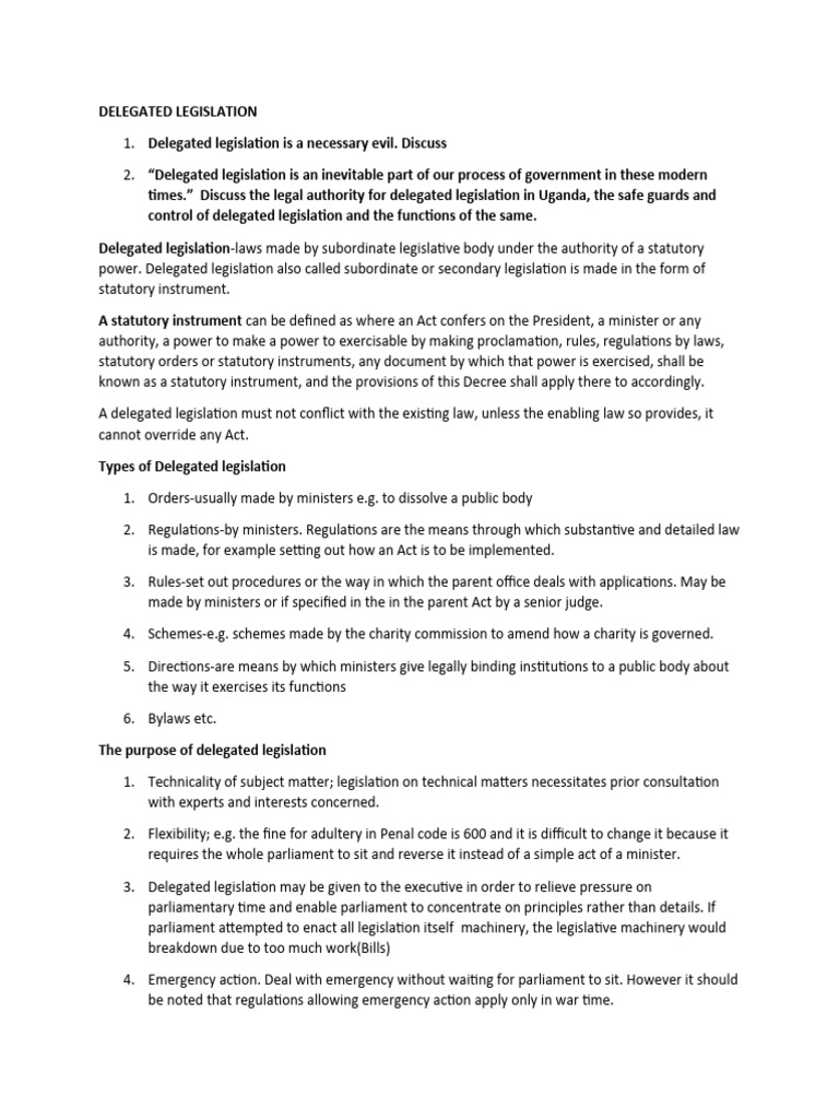 Delegated Legislation | Download Free PDF | Constitution | Common Law