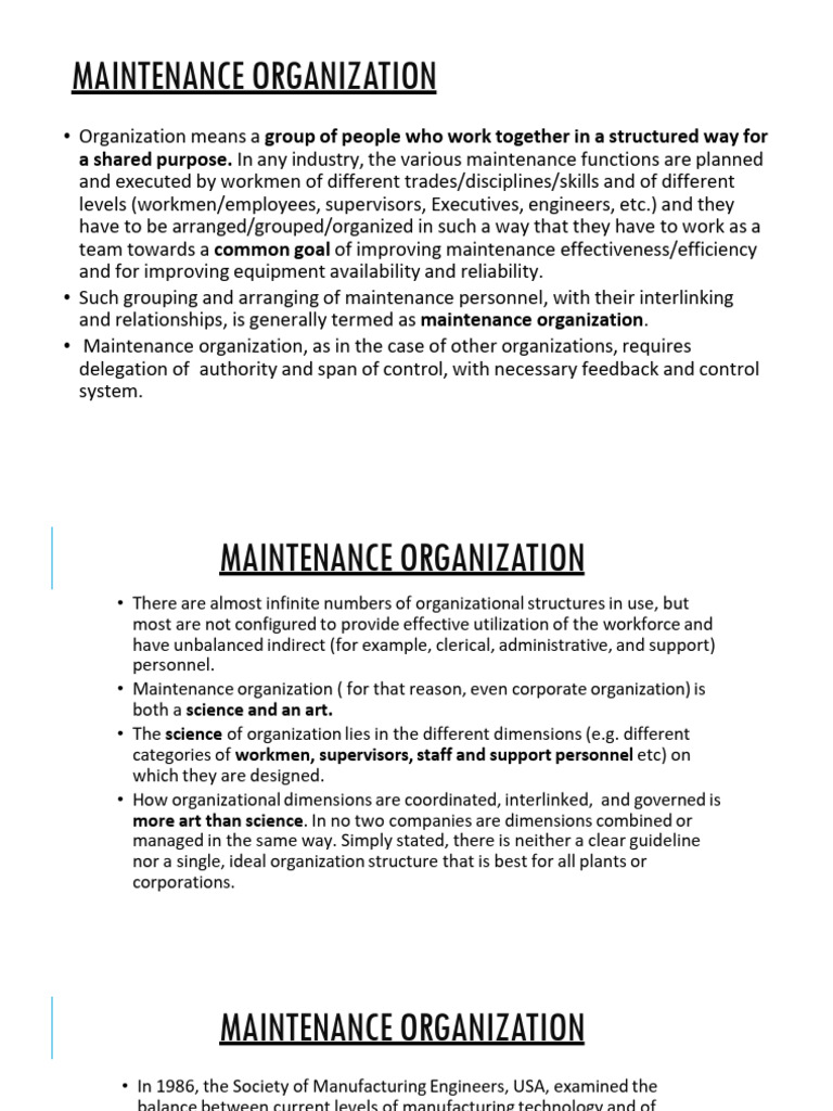 Lecture 2 Maintenance Organization Pdf Reliability Engineering