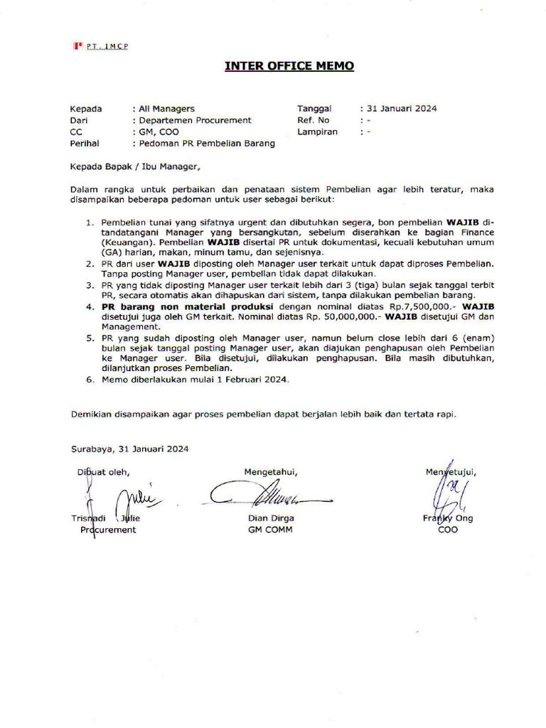 Memo Bon Kontan | PDF