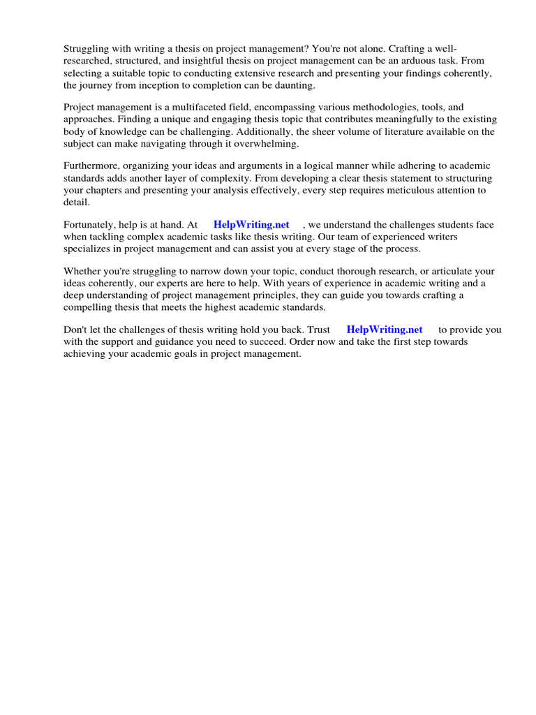 Thesis Writing Help for Project Management | PDF | Project Management ...