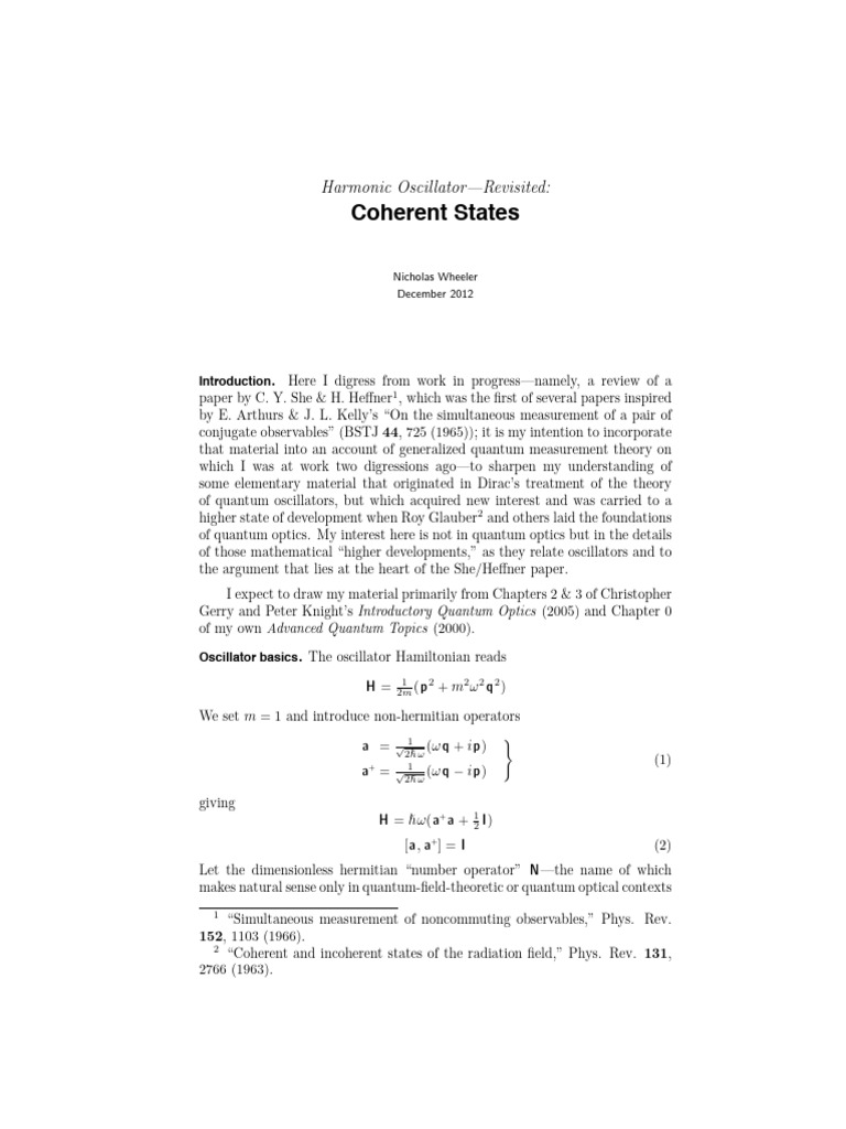 Oscillator-Coherent States | PDF | Theoretical Physics | Physics