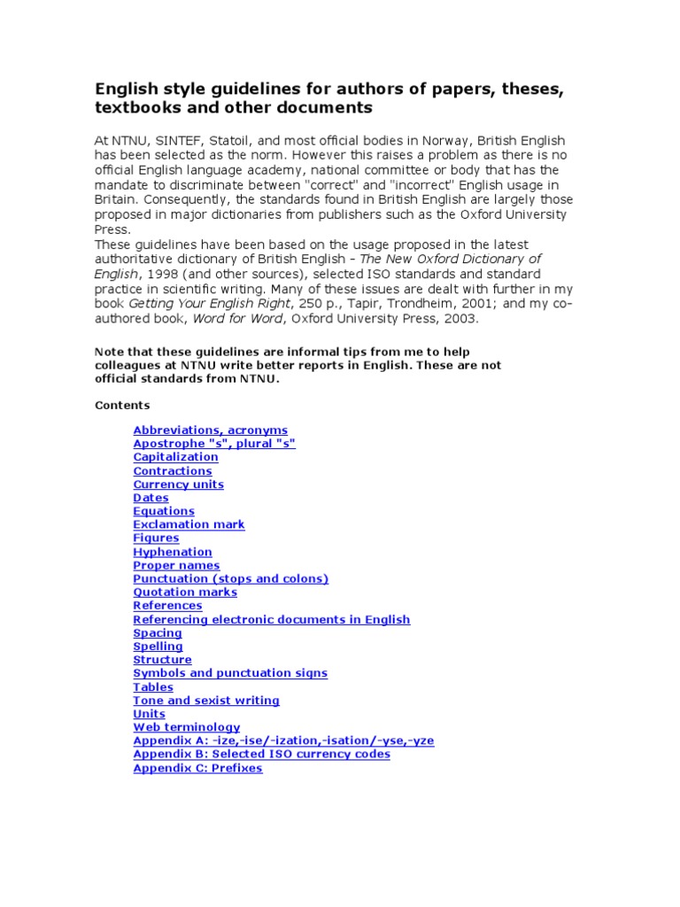 British English Style Guide for Authors | PDF | Acronym | Norwegian Krone