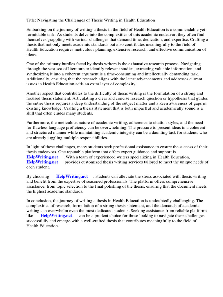 Thesis Health Education | PDF | Nursing | Thesis