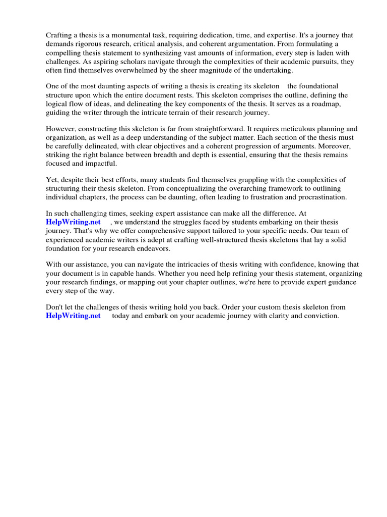 Skeleton Thesis | PDF | Essays | Bone