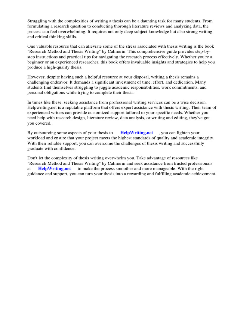 Research Method and Thesis Writing by Calmorin PDF | PDF | Methodology ...