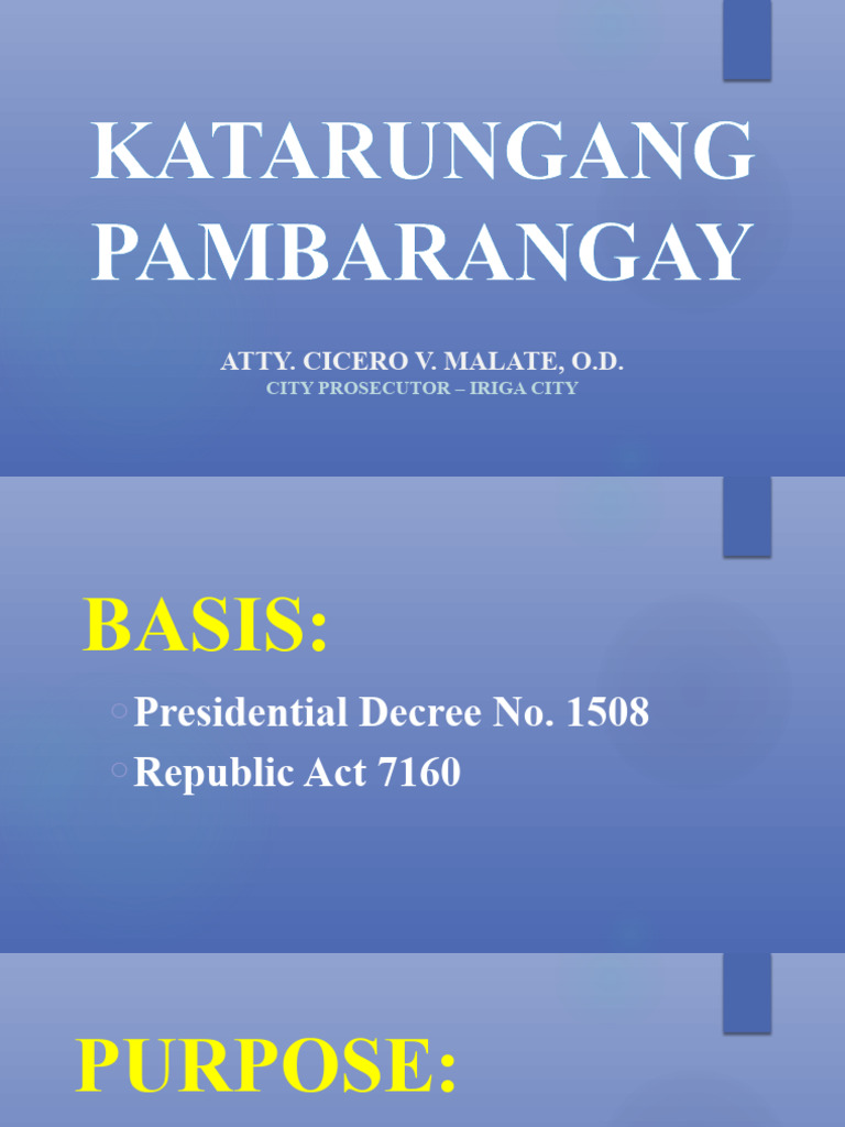 Katarungang Pambarangay Overview | PDF | Mediation | Government