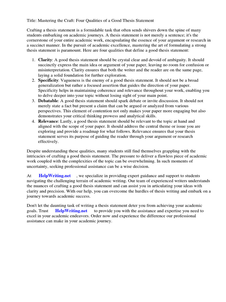 Four Key Traits of a Strong Thesis | PDF | Thesis | Essays