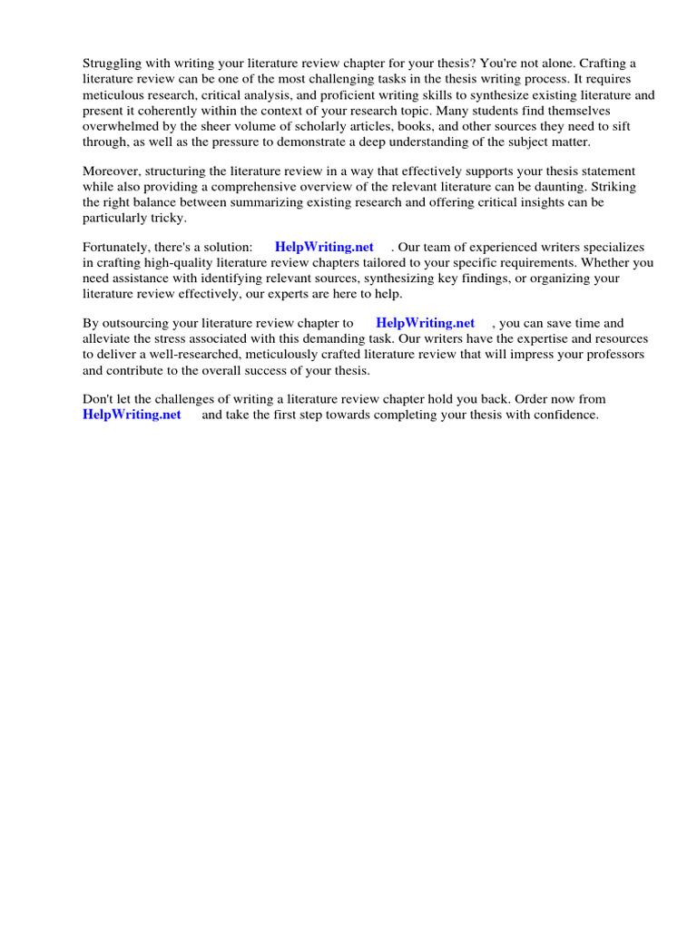 Literature Review Chapter of Thesis | PDF | Essays | Thesis