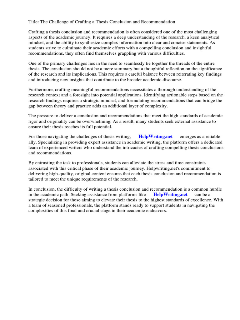 How To Write Thesis Conclusion and Recommendation | PDF | Thesis ...